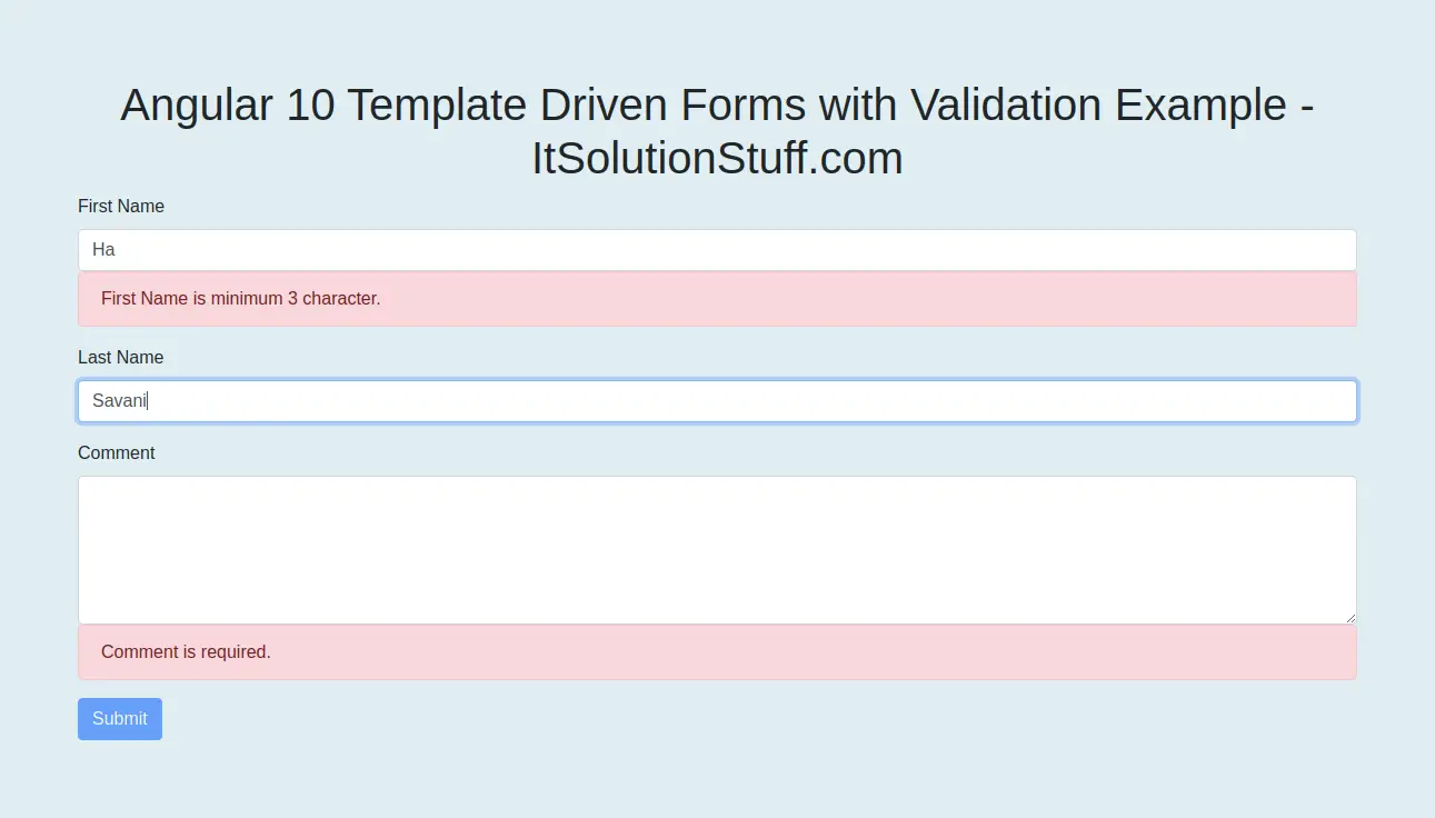 Angular 10 Template Driven Forms With Validation Example 