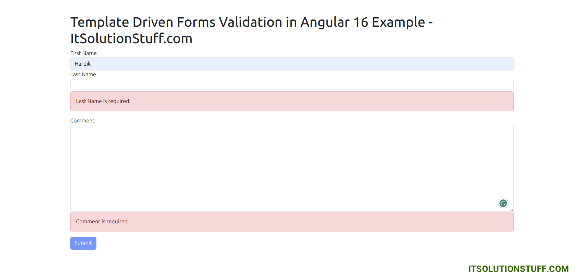 Angular 16 Template Driven Form Validation Example ItSolutionStuff