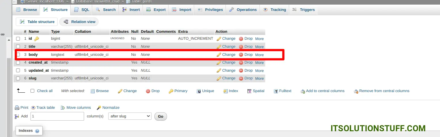 Laravel Migration Change Datatype Text To Longtext Example 